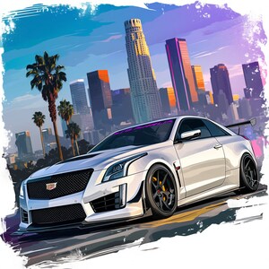 Cadillac CTS-V CT4 Drift Car Stance Luxury Sports Car Drifter Art Poster Background Wallpaper ...