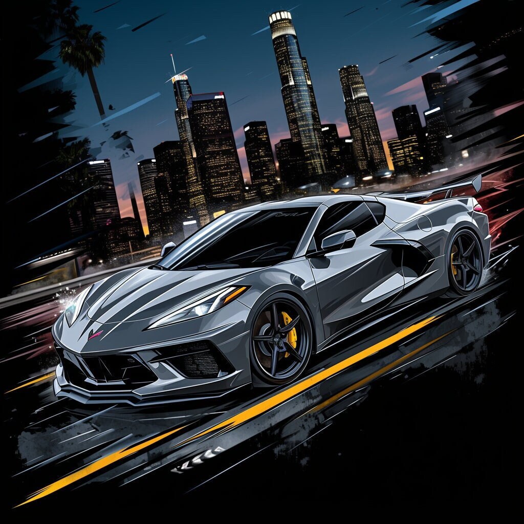 Grey Chevrolet Corvette Z06 Stingray Sports Car Poster Wall Art ...