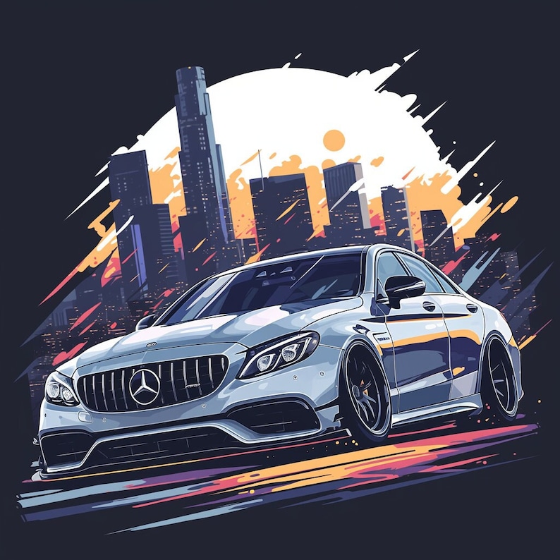 Mercedes Benz AMG C63 Drifter Luxury Sports Car Drift Stance Poster Art ...