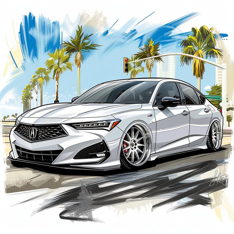 Acura TLX Drifter Modified Muscle Car Sports Car Stance Wall Poster Art Background Wallpaper ...
