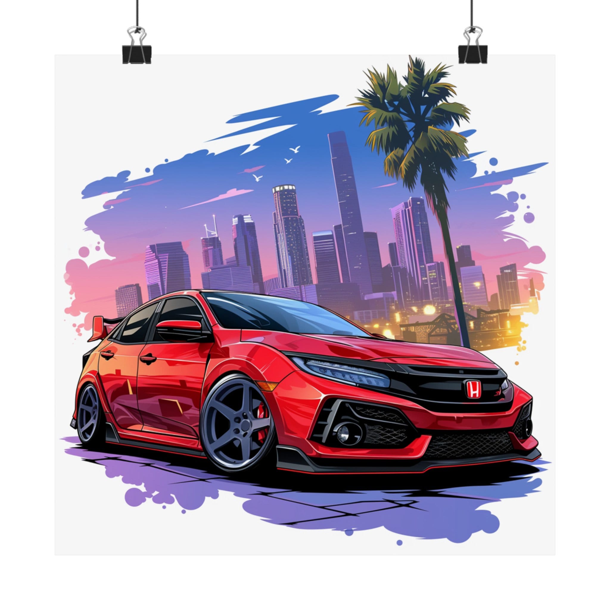 Honda Civic Type R Sports Car Man Cave Dorm Room Poster Wall Art - Etsy