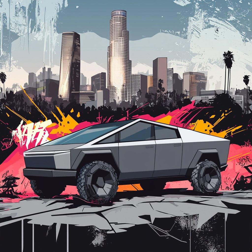 Tesla Cybertruck Luxury SUV Cyber Truck Art Poster Background Wallpaper ...