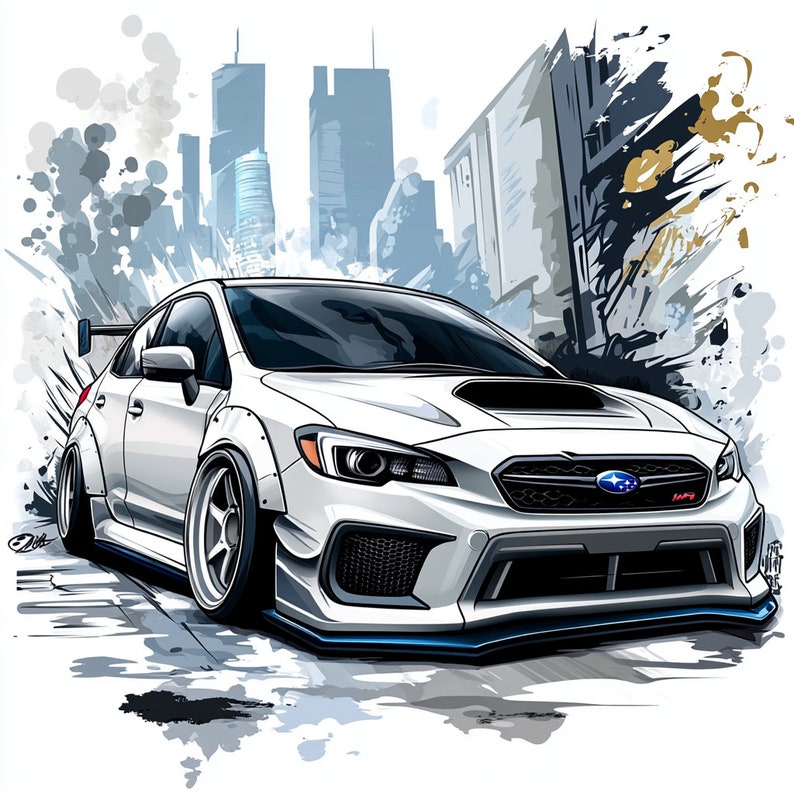 Subaru WRX Modified Drifter Sports Car Drift Art Poster Background ...