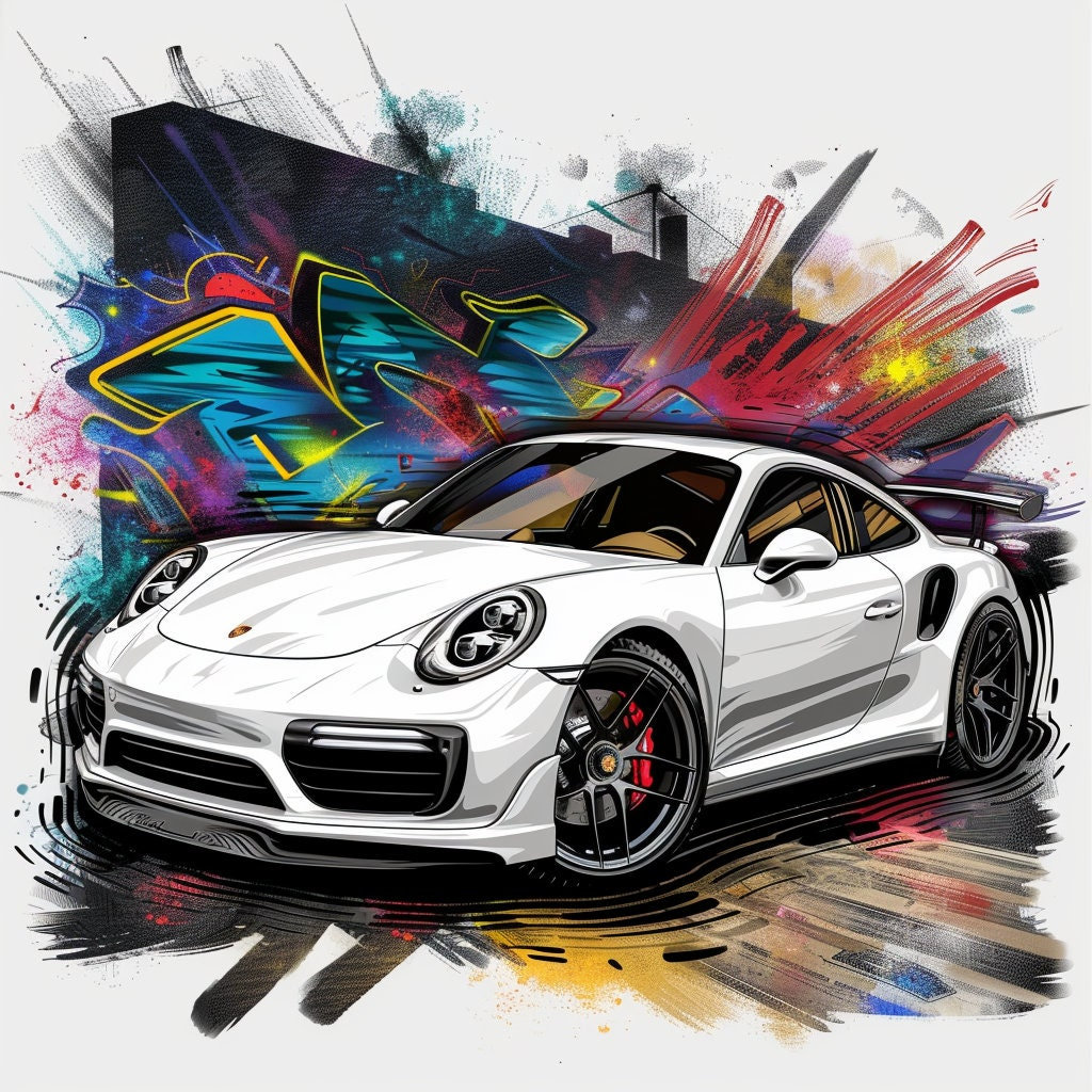 White Porsche 911 Turbo S Exotic Luxury Sports Car Poster Wall Art ...