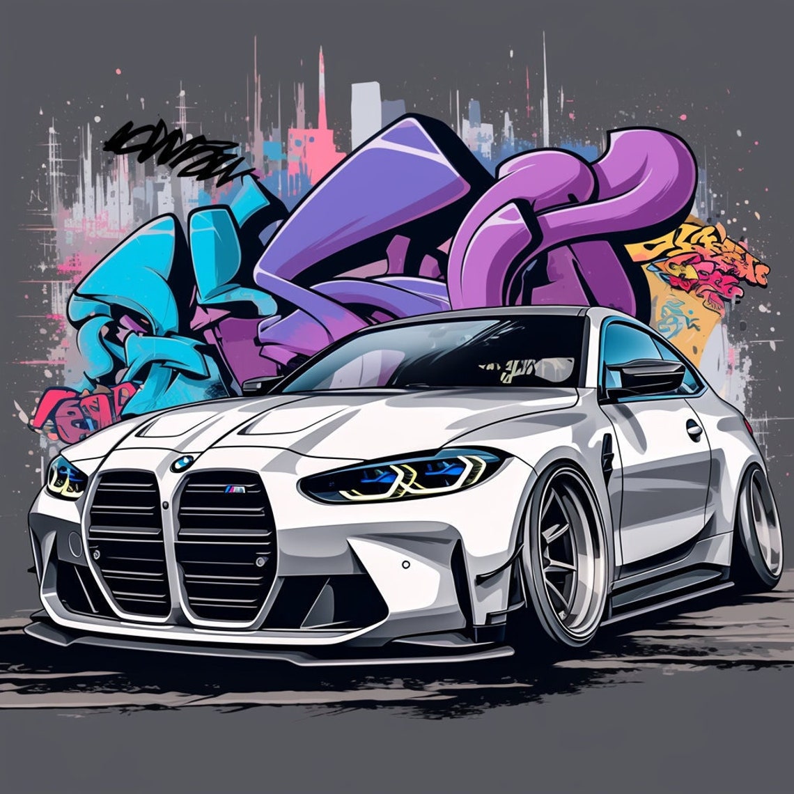 BMW I4 I7 M3 Drifter Car Drift Stance Luxury Sports Car Art Poster Background Wallpaper ...