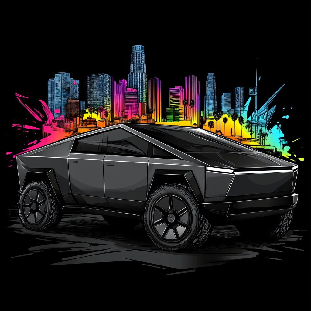 Tesla Cybertruck Luxury SUV Cyber Truck Art Poster Background Wallpaper ...