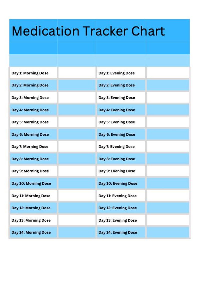 Medication Tracking Chart for Kids and Families (blue Version) - Etsy ...