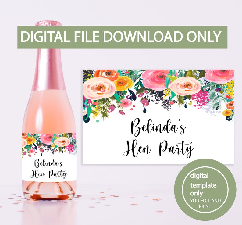 Printable Mini Champagne Bottle Labels Bridal Shower Etsy