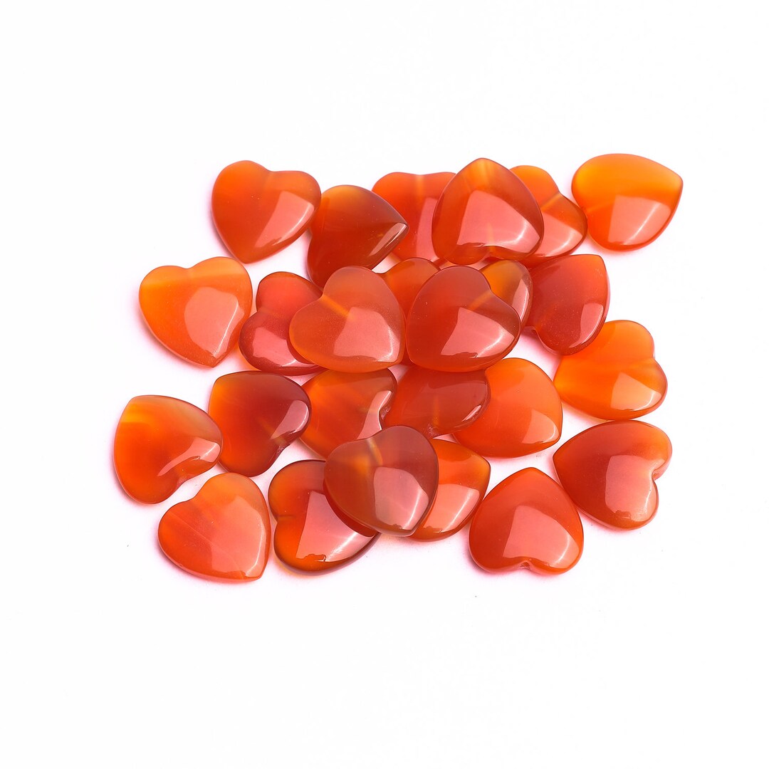 Natural Carnelian Heart Double Buff Top Half Drilled Both Side Polished ...