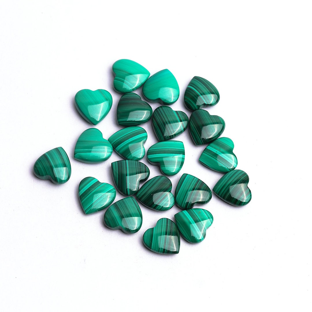 Natural Malachite Heart Double Buff Size 12x12x4.5 MM 20 Pcs Weight 120 ...