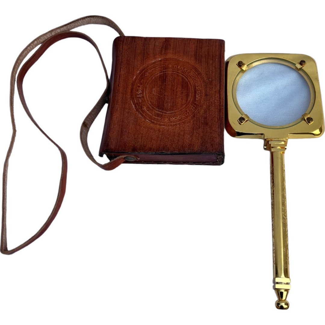 Handheld Magnifier Portable Shiny Brass Frame 5x Magnification Foldable ...