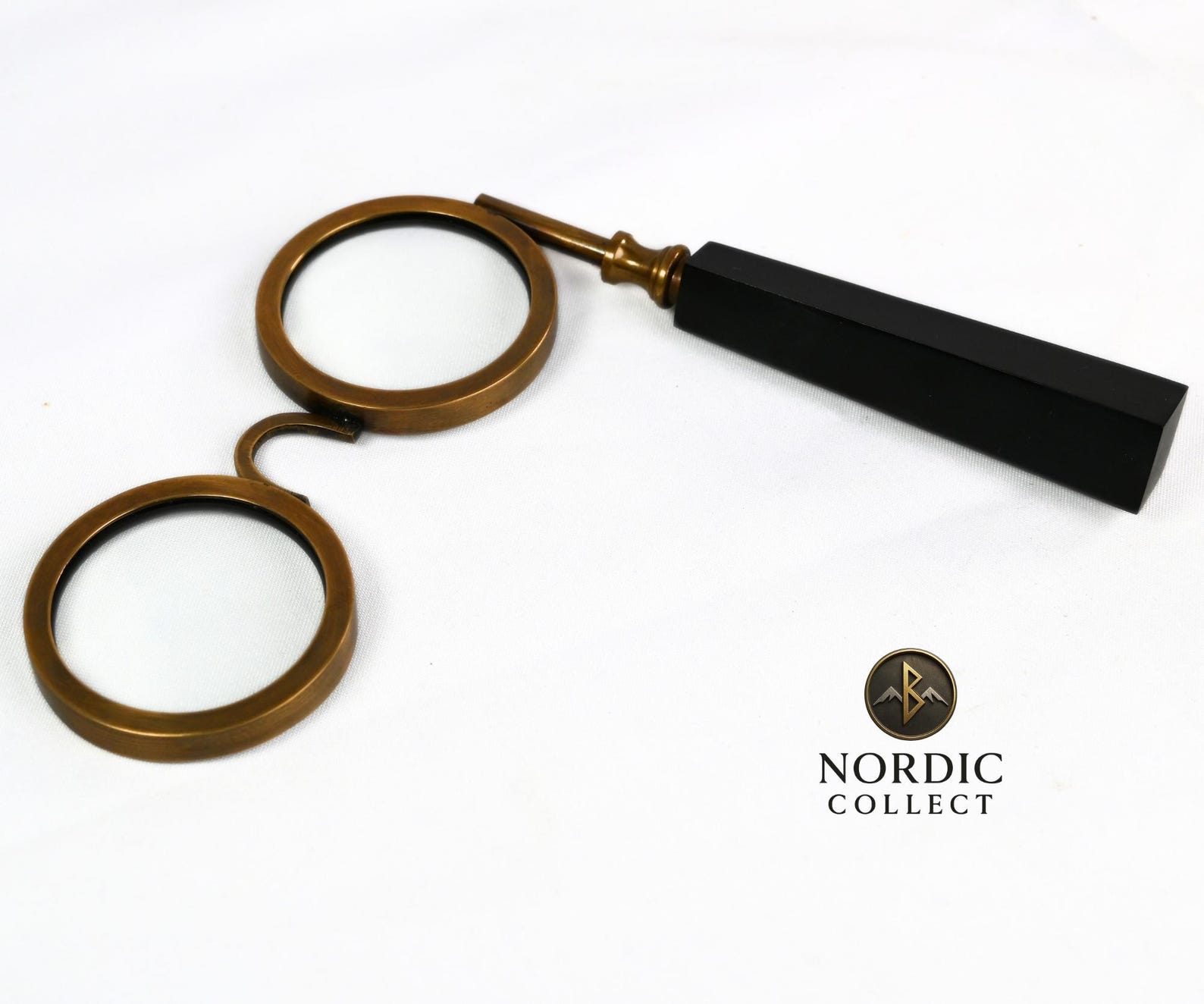 Vintage Brass Double Lens Magnifying Glass Folding Steampunk Lorgnette ...