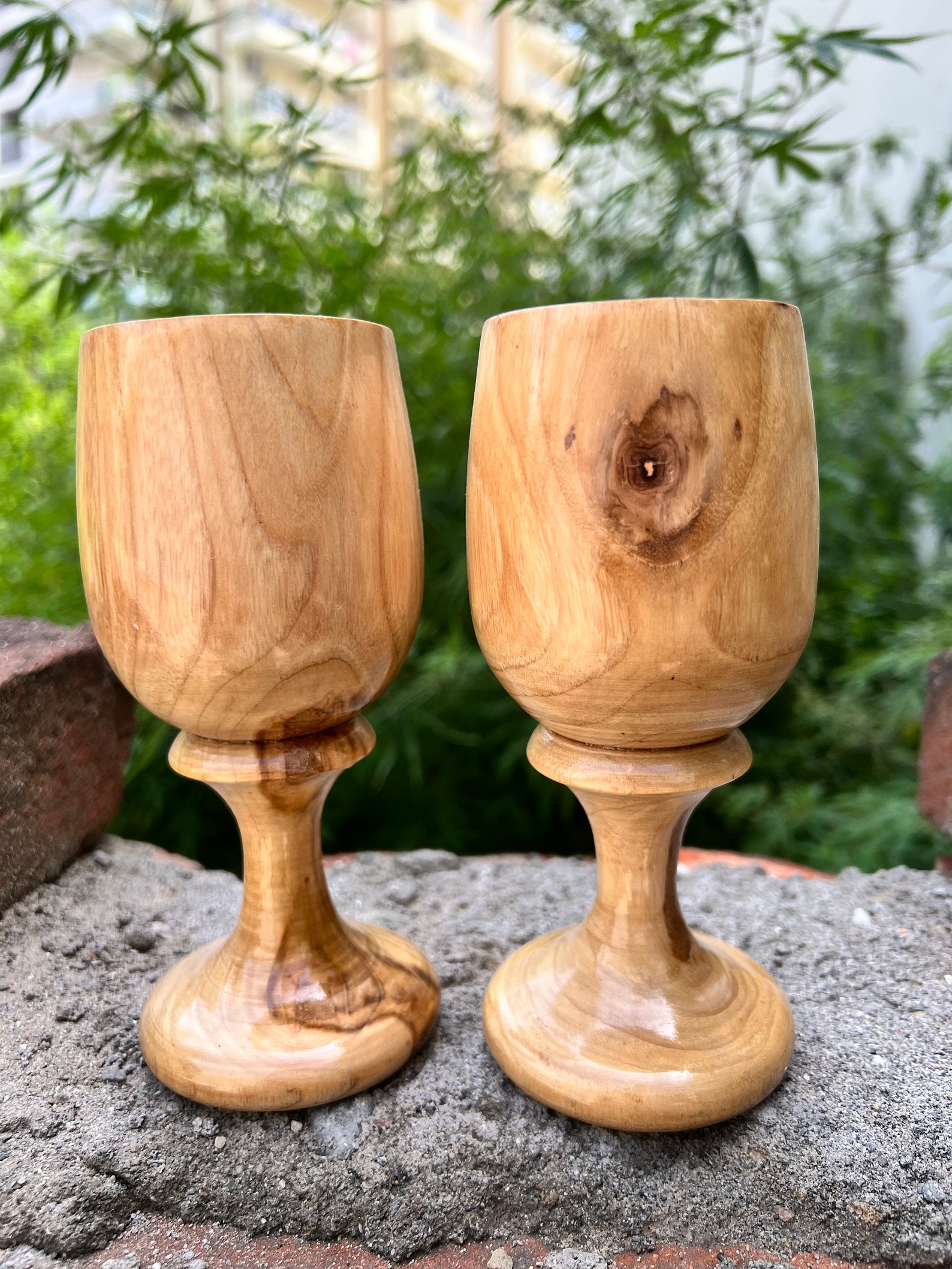 Handmade Vintage Wine Goblets Set of 2 Unique Chalices for Bar Kitchen ...