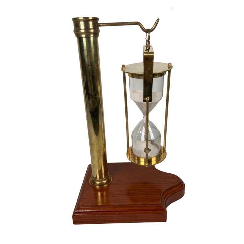 Decorative Hanging Hourglass Solid Shiny Brass With Wooden Base Sand ...