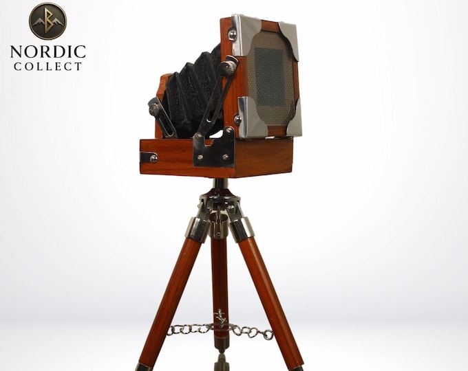Antique Vintage Look Wooden Film Camera With Wooden Tripod ~ Home ...