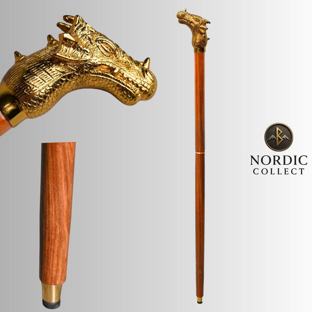 Handmade Brass Dragon Walking Cane – Gothic Royal Decor, Cosplay Prop ...