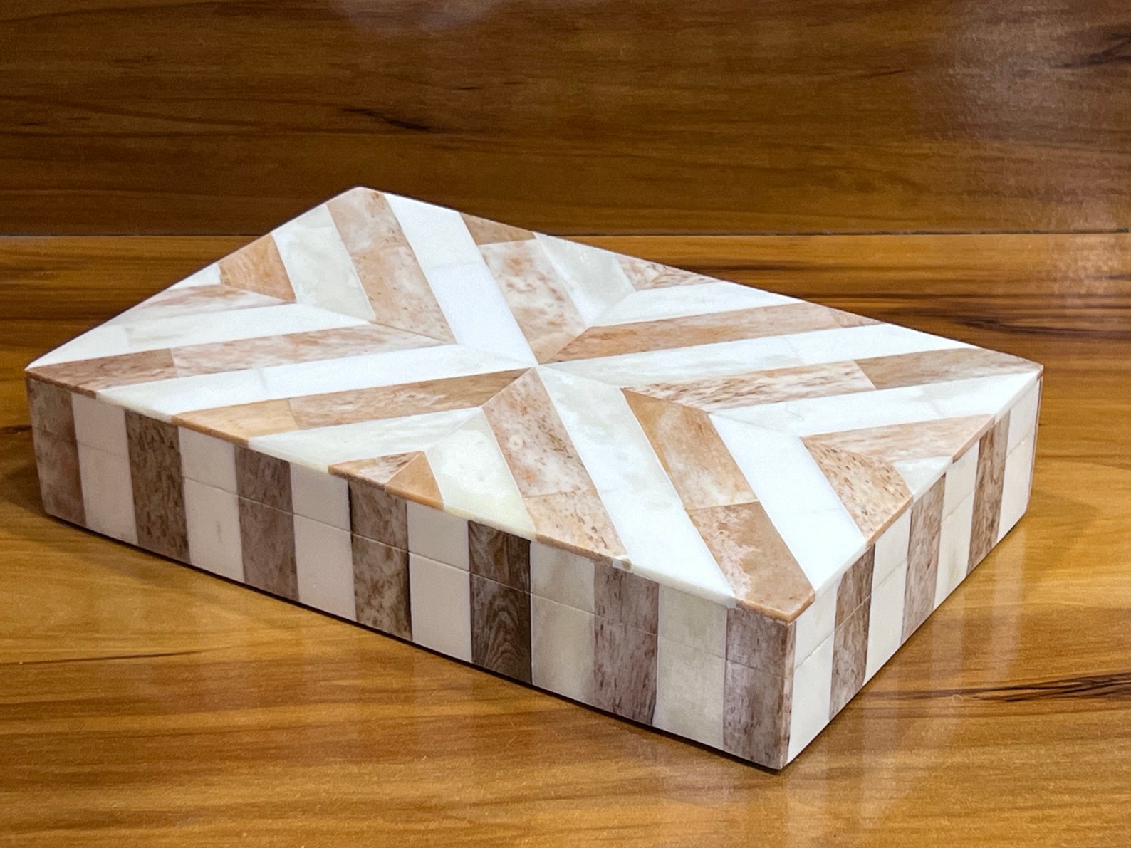 Handmade Multicolor Bone Inlay Box Set – Geometric Chevron Jewelry ...