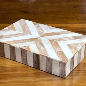Handmade Multicolor Bone Inlay Box Set – Geometric Chevron Jewelry ...