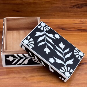 Handmade Floral Bone Inlay Jewelry Box Elegant Keepsake Box With Lid ...
