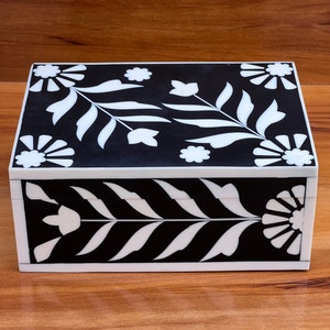 Handmade Floral Bone Inlay Jewelry Box Elegant Keepsake Box With Lid ...
