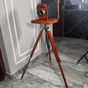 Classic Vintage Design Camera With Wooden Tripod | Retro Home Style - Etsy