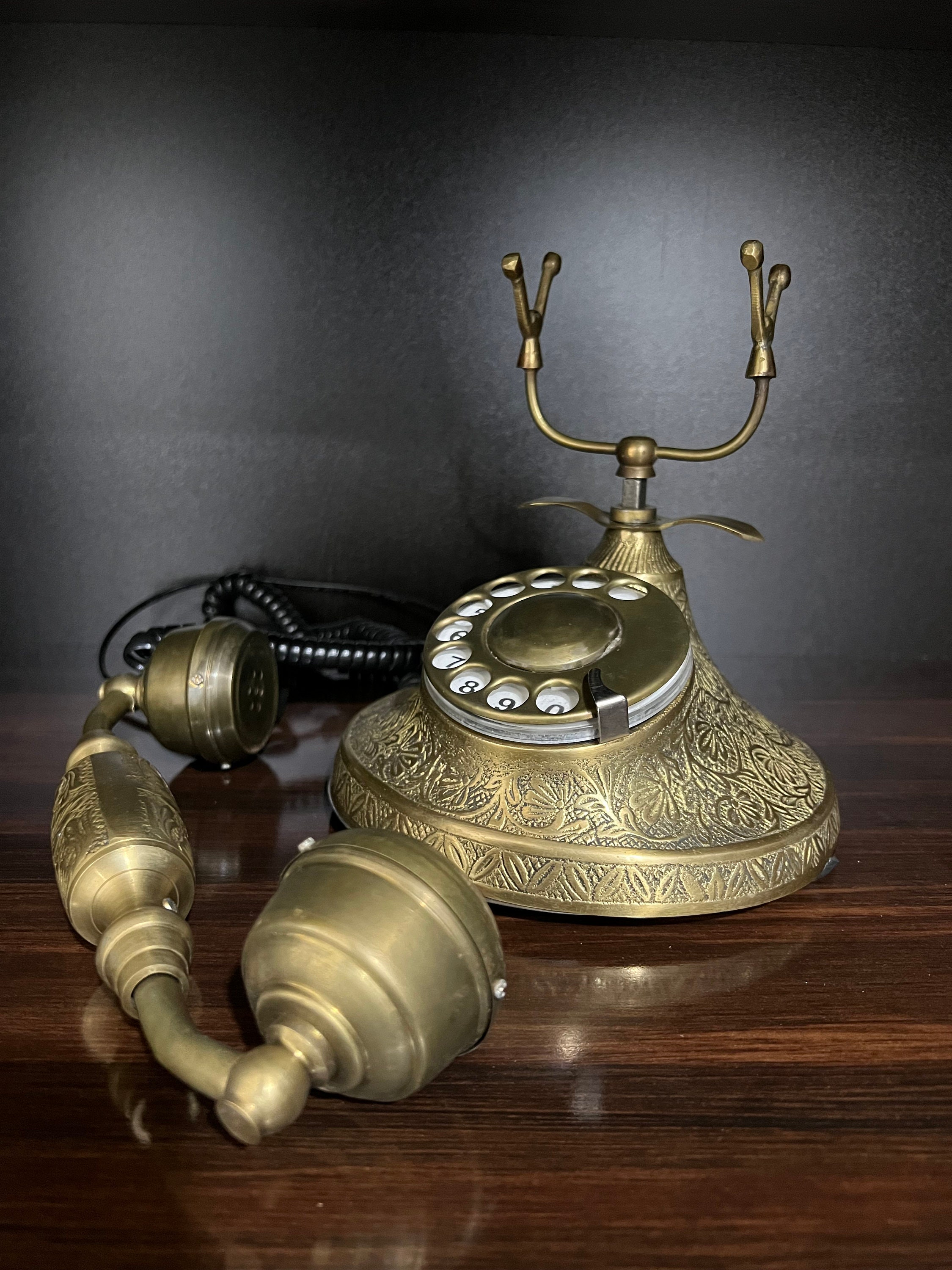 Antique Rotary Dial Telephone Replica Decorative Handmade Full Working ...