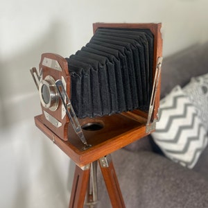 Classic Vintage Design Camera With Wooden Tripod | Retro Home Style - Etsy