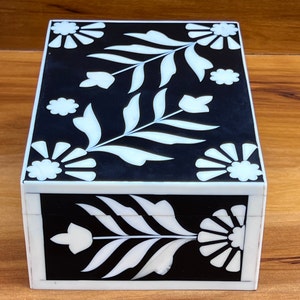 Handmade Floral Bone Inlay Jewelry Box Elegant Keepsake Box With Lid ...