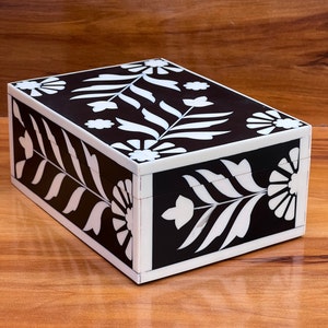 Handmade Floral Bone Inlay Jewelry Box Elegant Keepsake Box With Lid ...