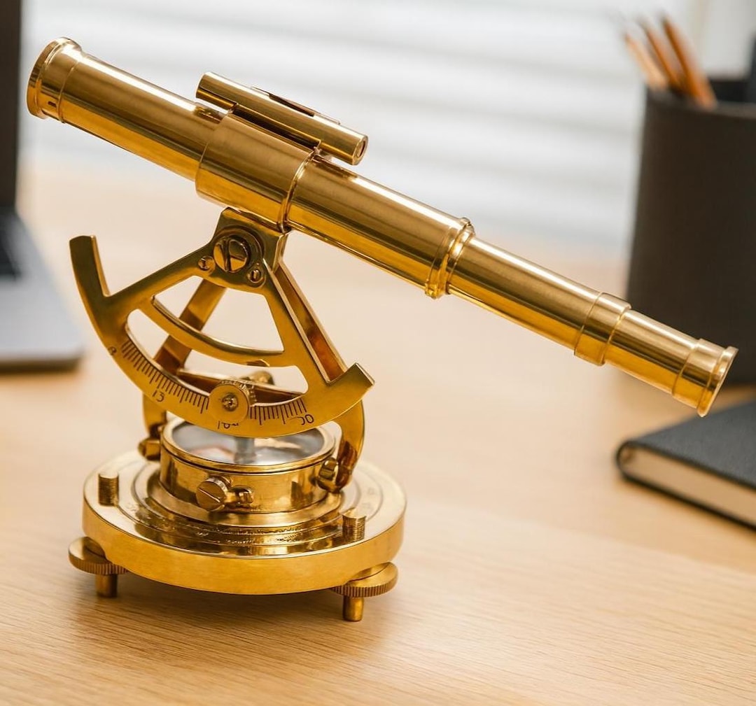Vintage Brass Alidade Telescope With Compass Nautical Spyglass ...