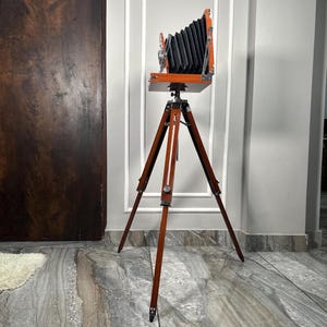 Classic Vintage Design Camera With Wooden Tripod | Retro Home Style - Etsy