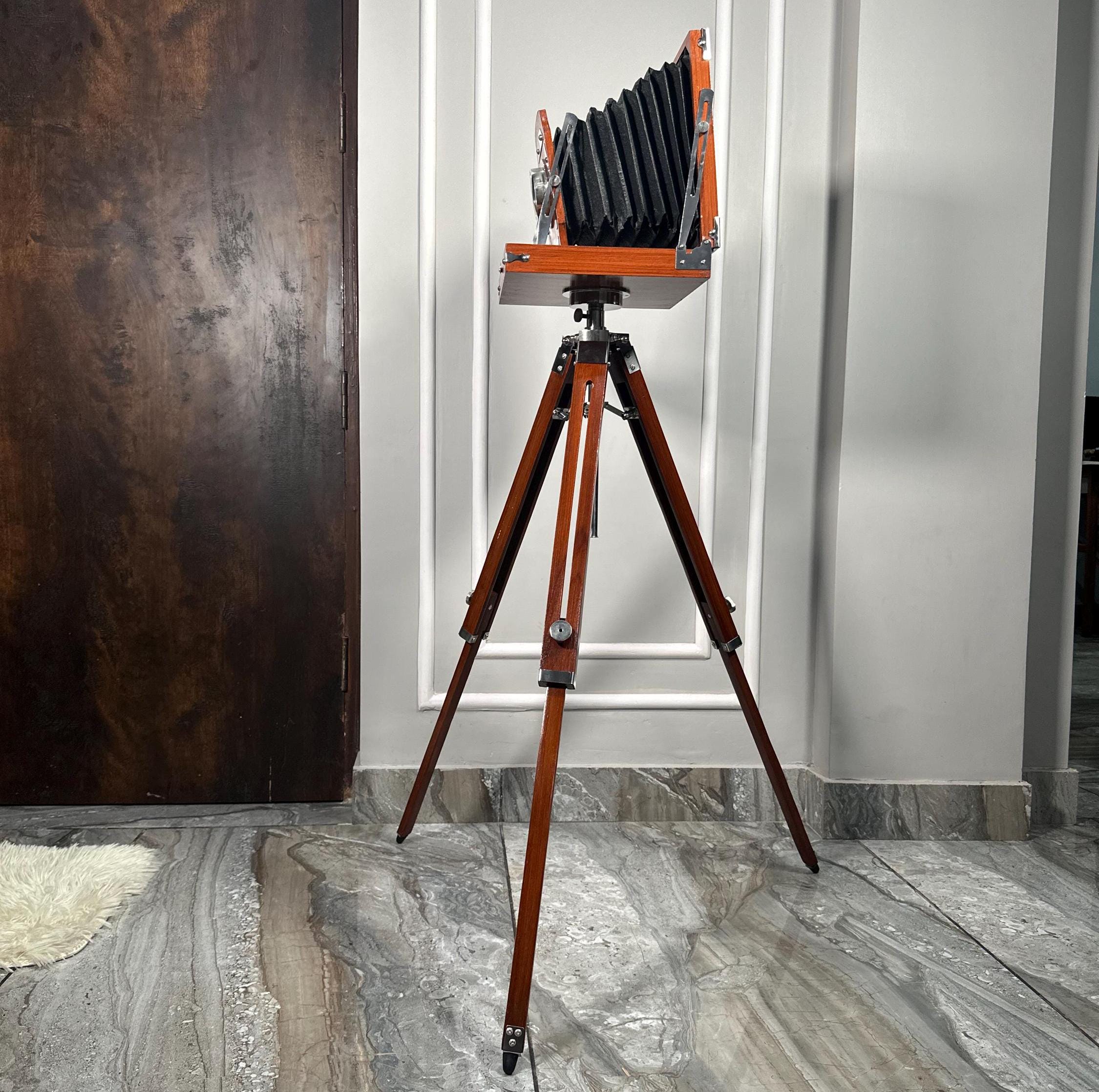 Classic Vintage Design Camera With Wooden Tripod | Retro Home Style - Etsy