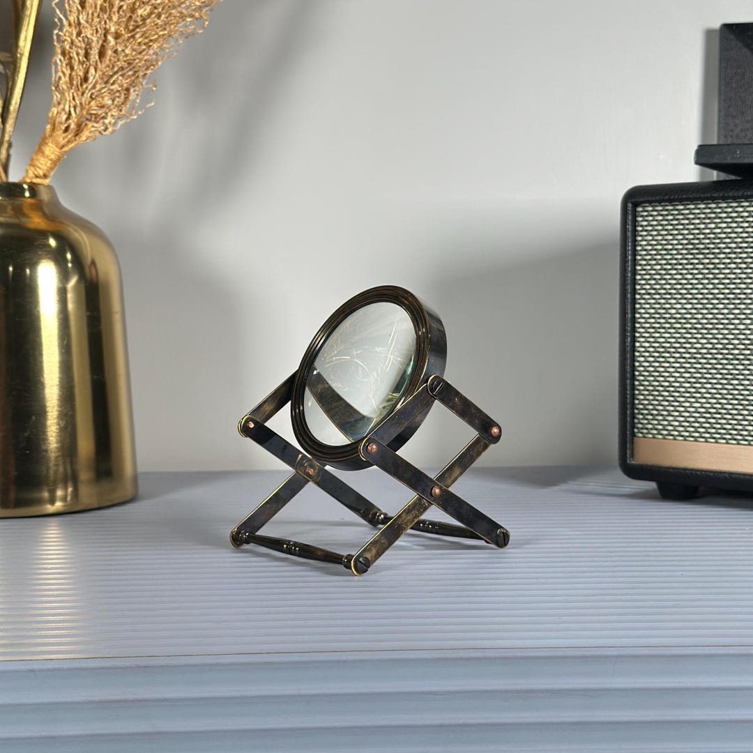 Handmade Brass Magnifying Glass – Decorative Zig Zag Shape Desk Decor ...
