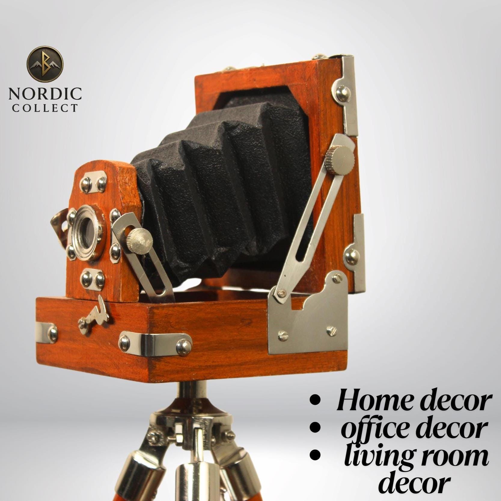 Vintage Wooden Camera Replica on Adjustable Tripod: Photography Prop ...