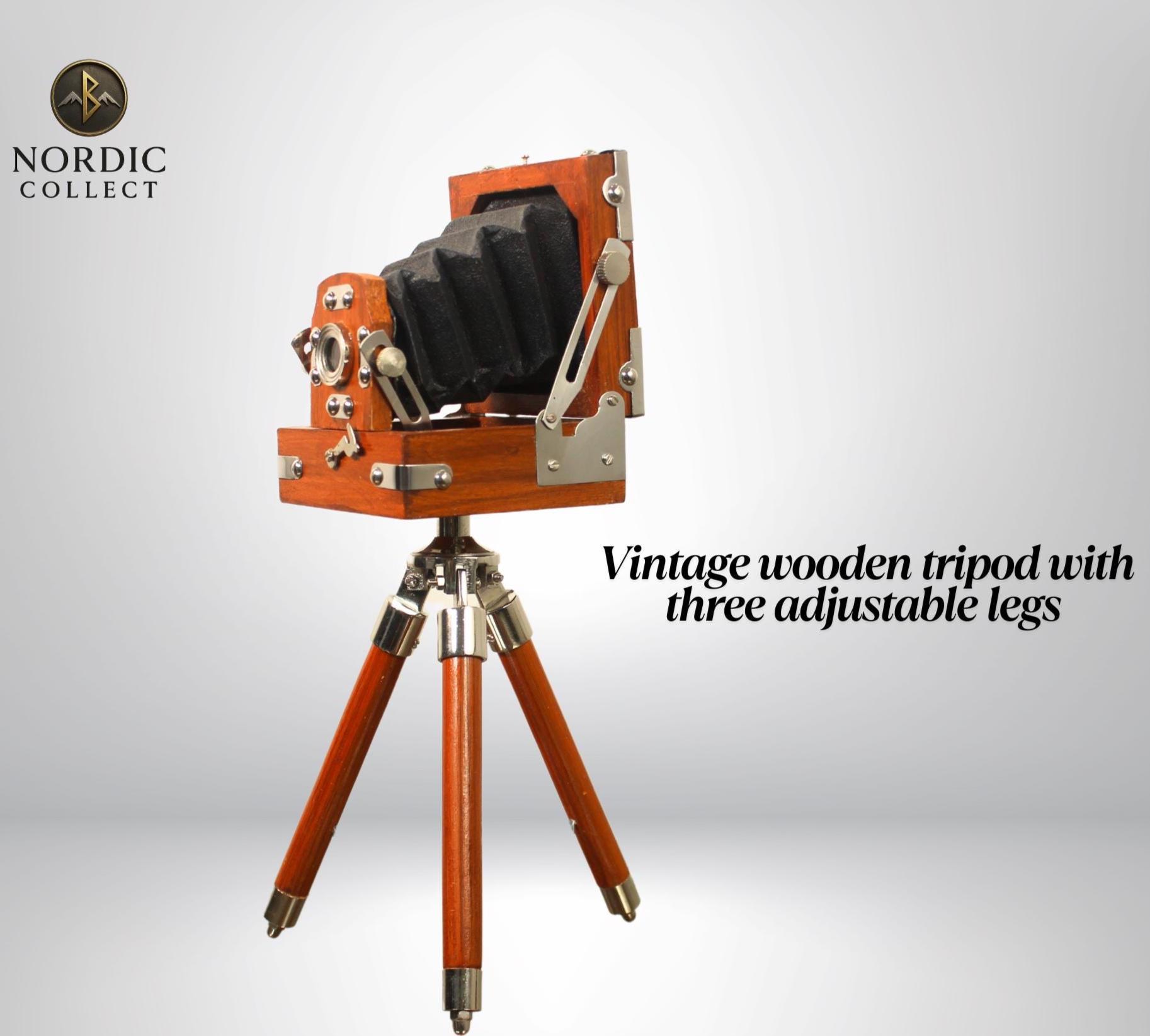 Vintage Wooden Camera Replica on Adjustable Tripod: Photography Prop ...