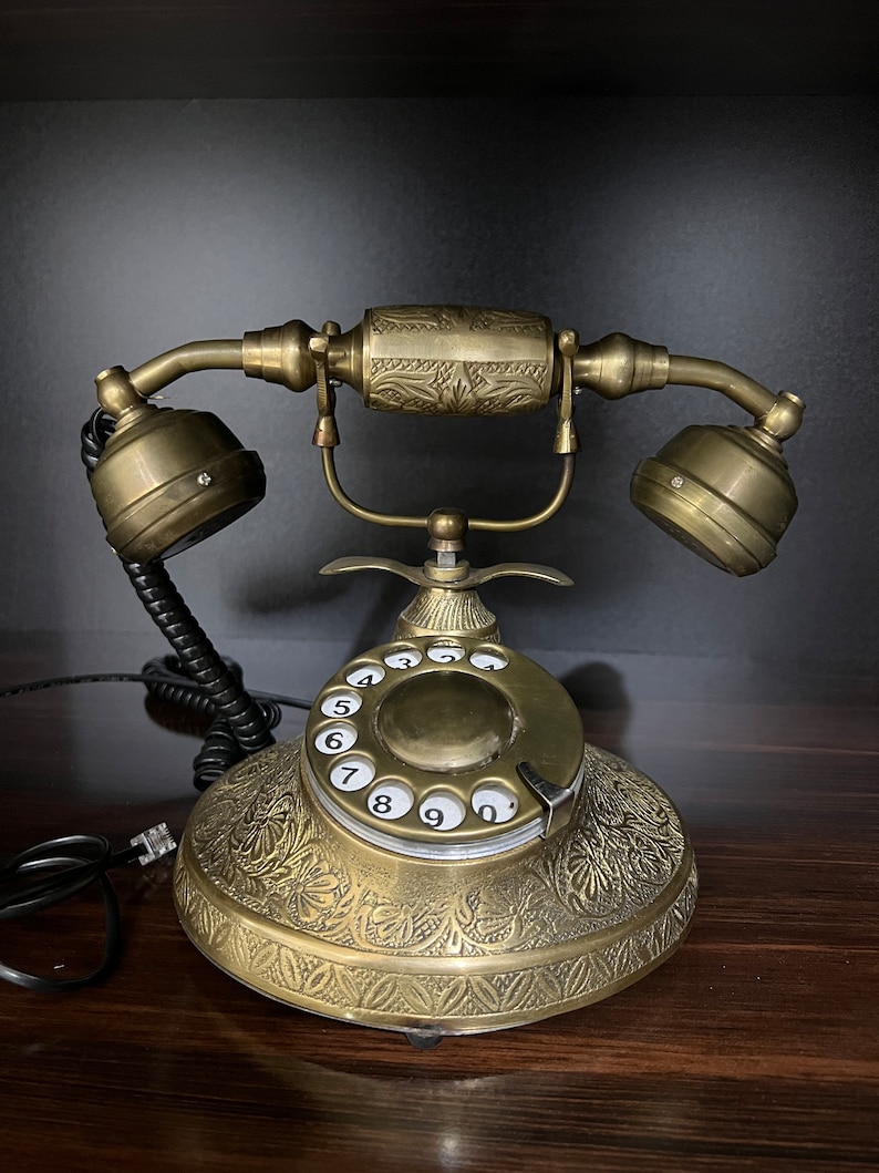 Antique Rotary Dial Telephone Replica Decorative Handmade Full Working ...