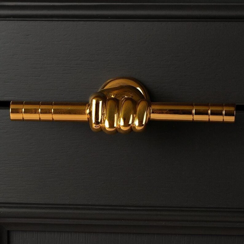 Handcrafted Gold Brass Hand Door Pull | Modern Cabinet Hardware - Etsy