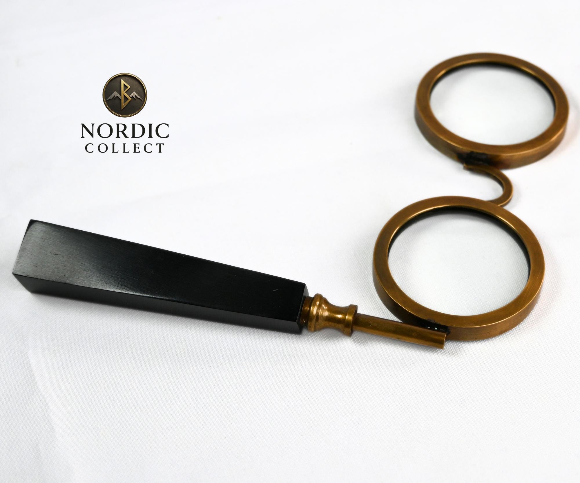 Vintage Brass Double Lens Magnifying Glass Folding Steampunk Lorgnette ...
