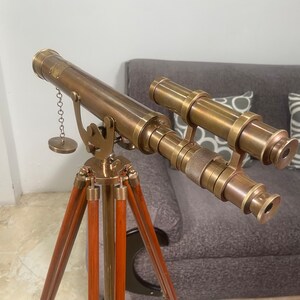 Vintage Marine Spyglass Telescope Antique Brass Double Barrel With ...