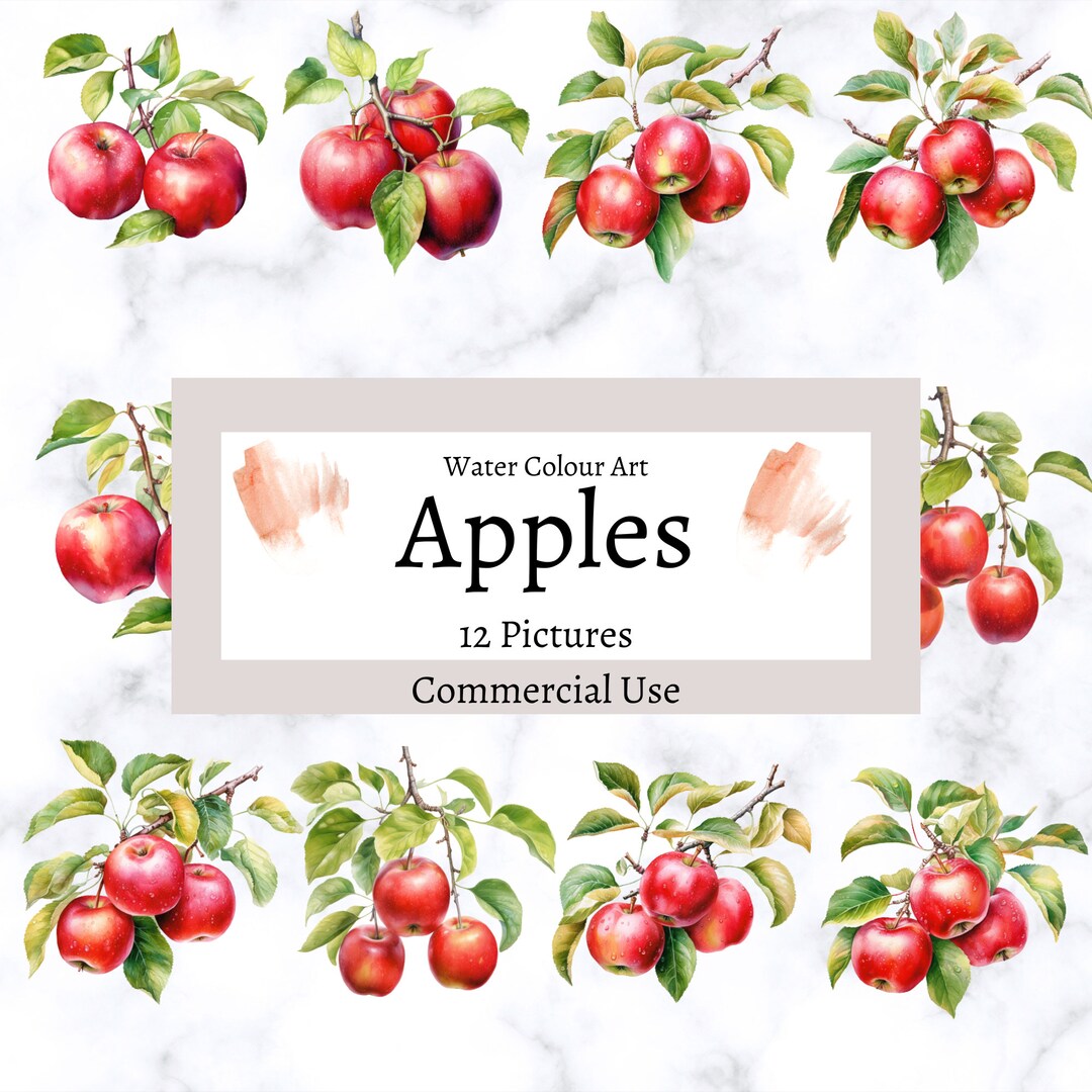 Watercolor Apples Clipart , Fruit Clip Art for Commercial Use ...