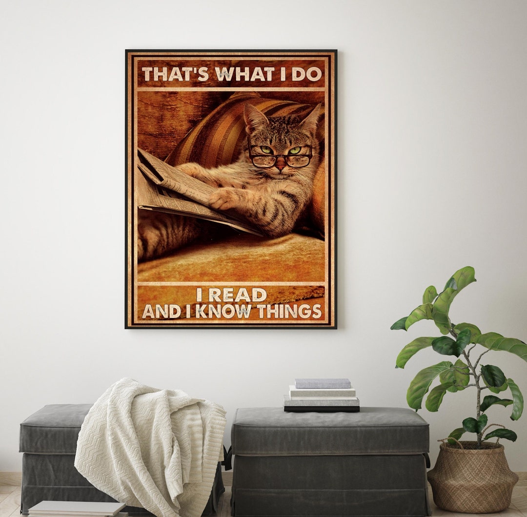 Tabby Cat Vintage Posterthats What I Do I Read Books I Drink - Etsy