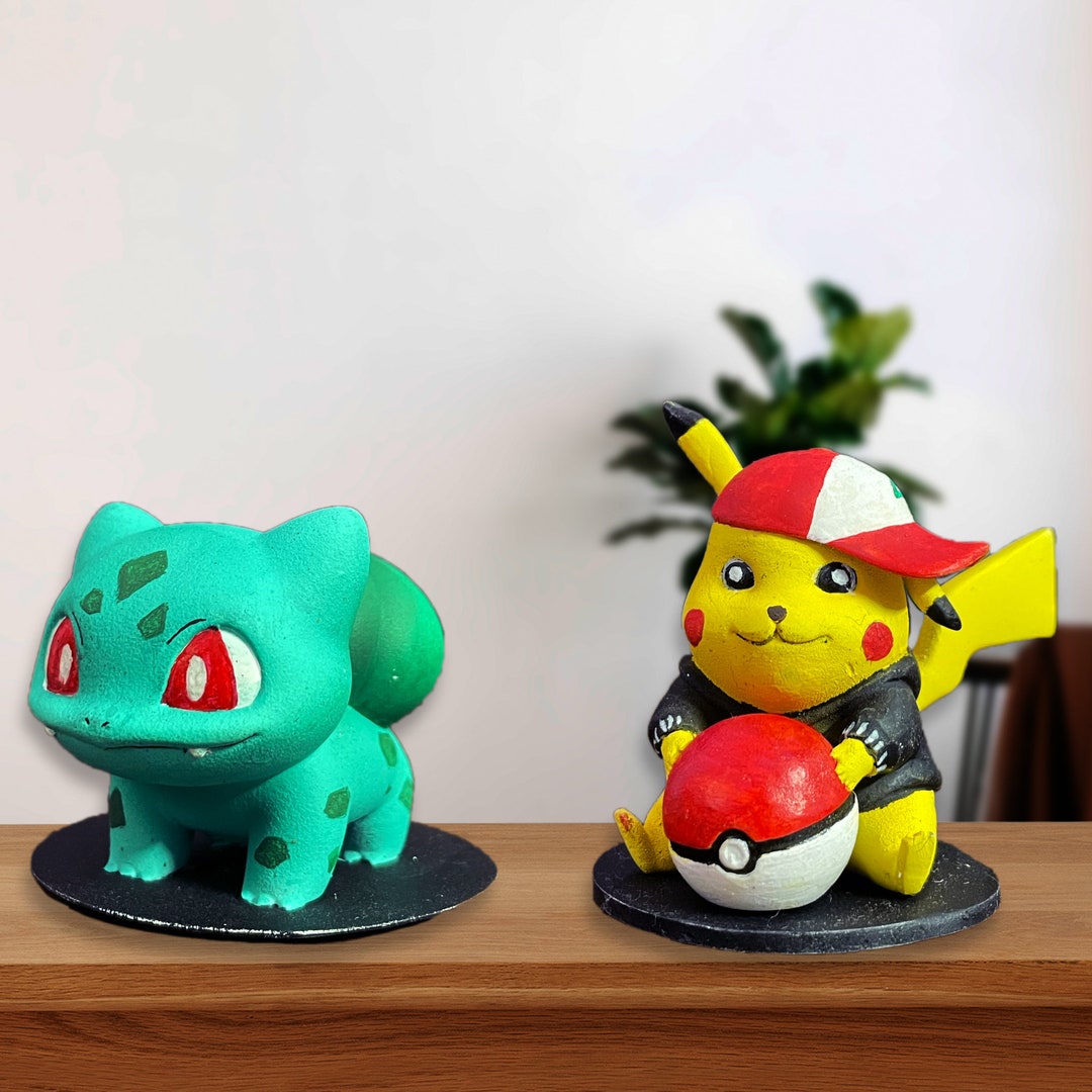 Pokemon 3D Action Figures of Pikachu and Blubasaur Action - Etsy