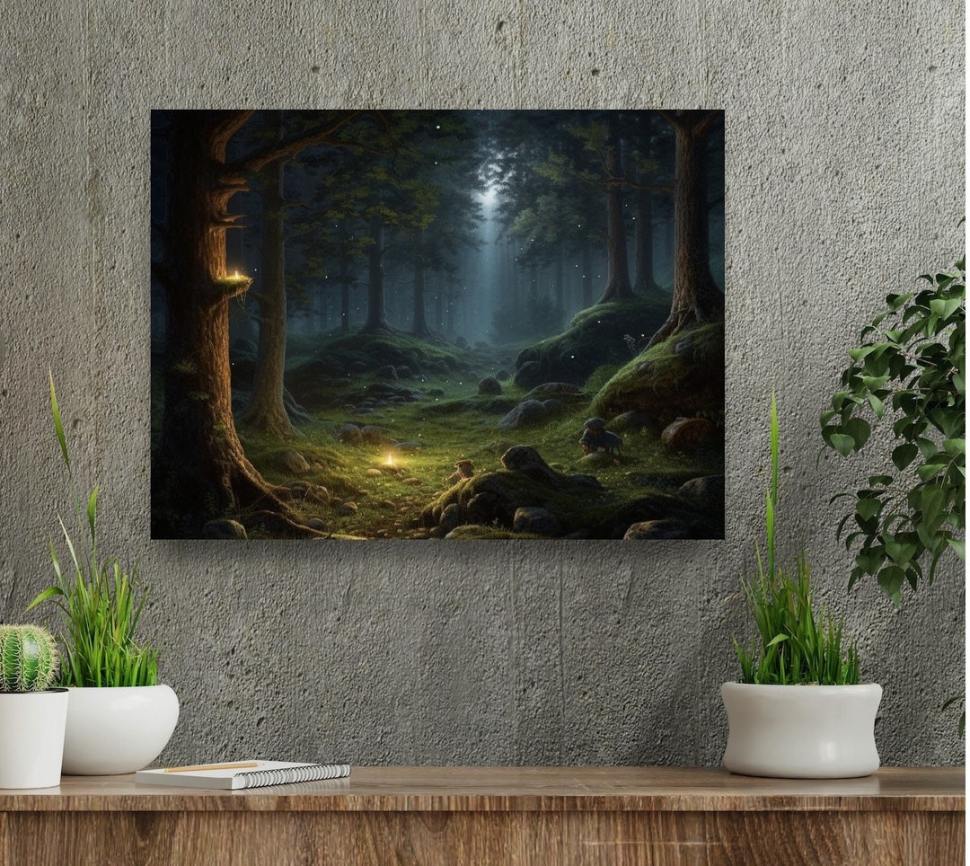 Deep Woods Firefly Lit Forest Canvas Art in Various Sizes - Etsy