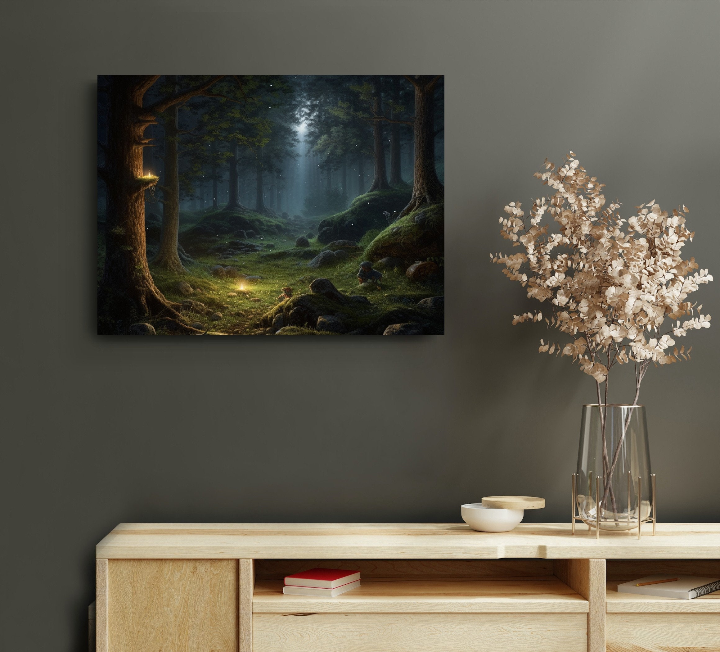 Deep Woods Firefly Lit Forest Canvas Art in Various Sizes - Etsy