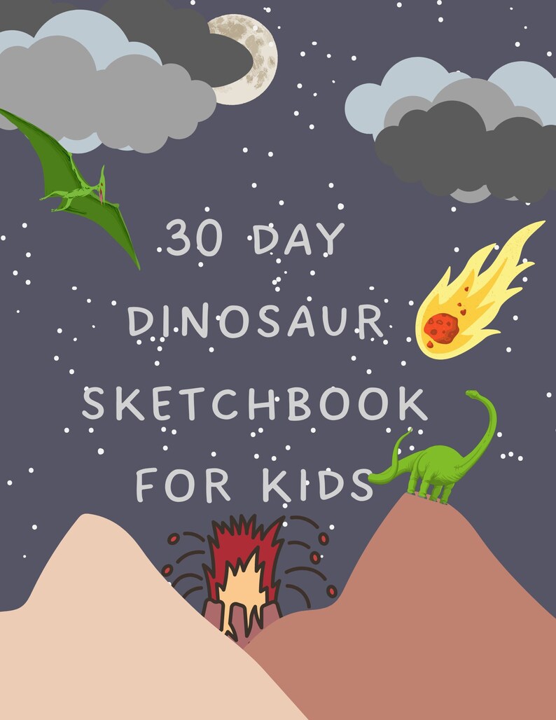 30 Day Dinosaur Coloring Book for Kids Childrens Sketchbook Coloring ...