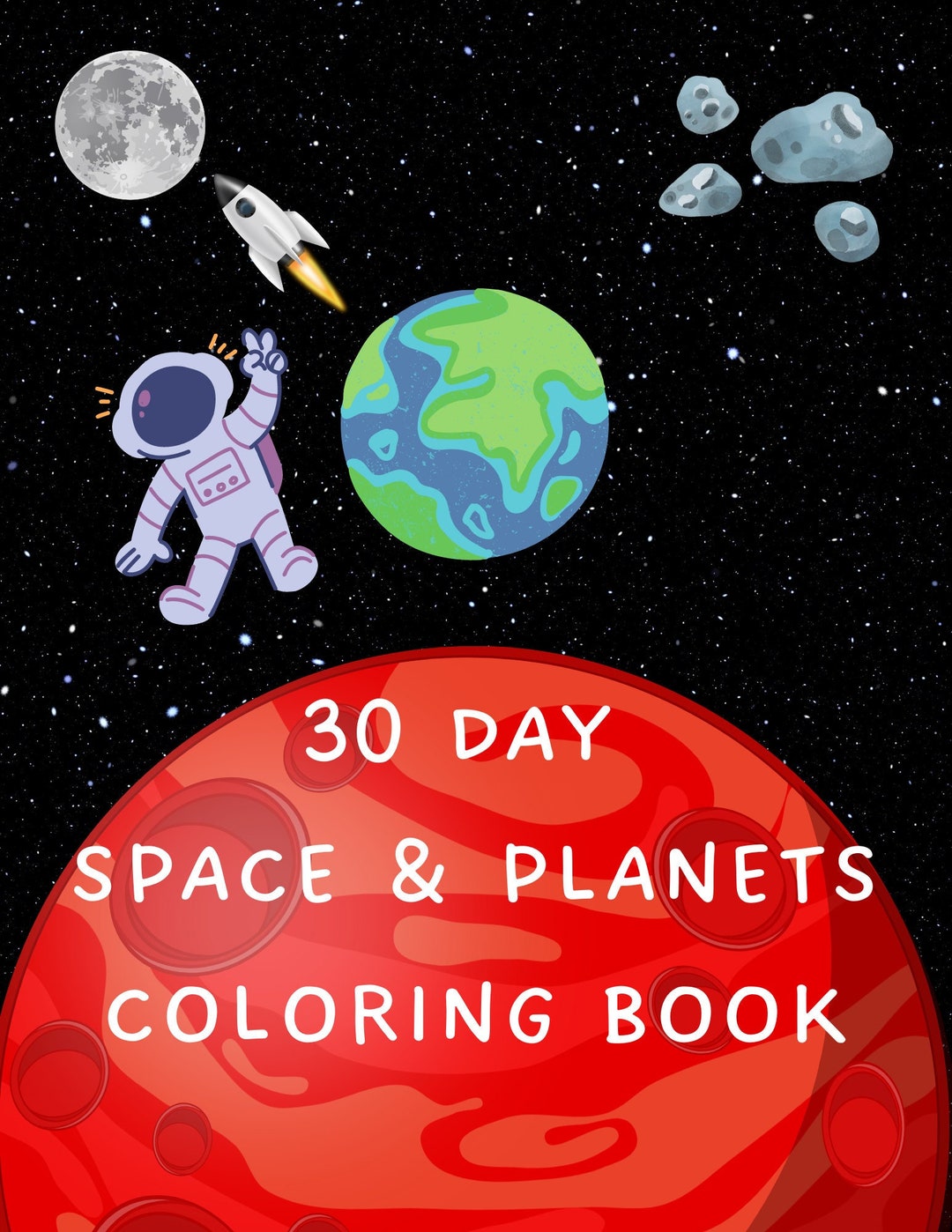 Printable 30 Day Space Coloring Book Digital Coloring Pages for Kids - Etsy