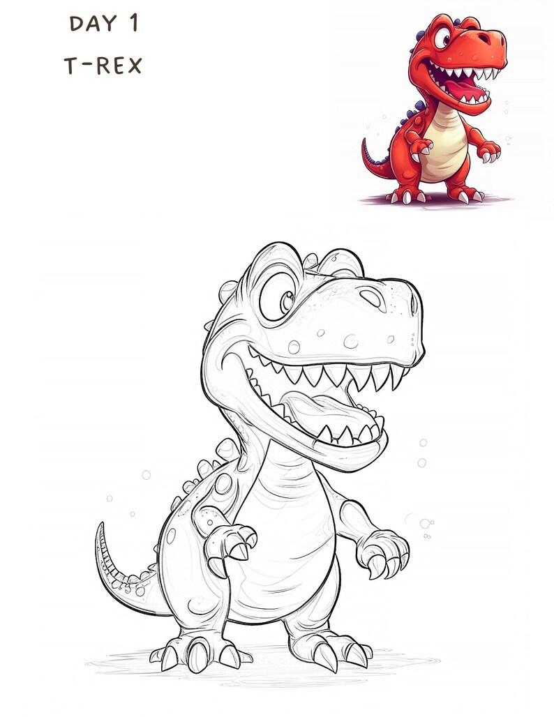 30 Day Dinosaur Coloring Book for Kids Childrens Sketchbook Coloring ...