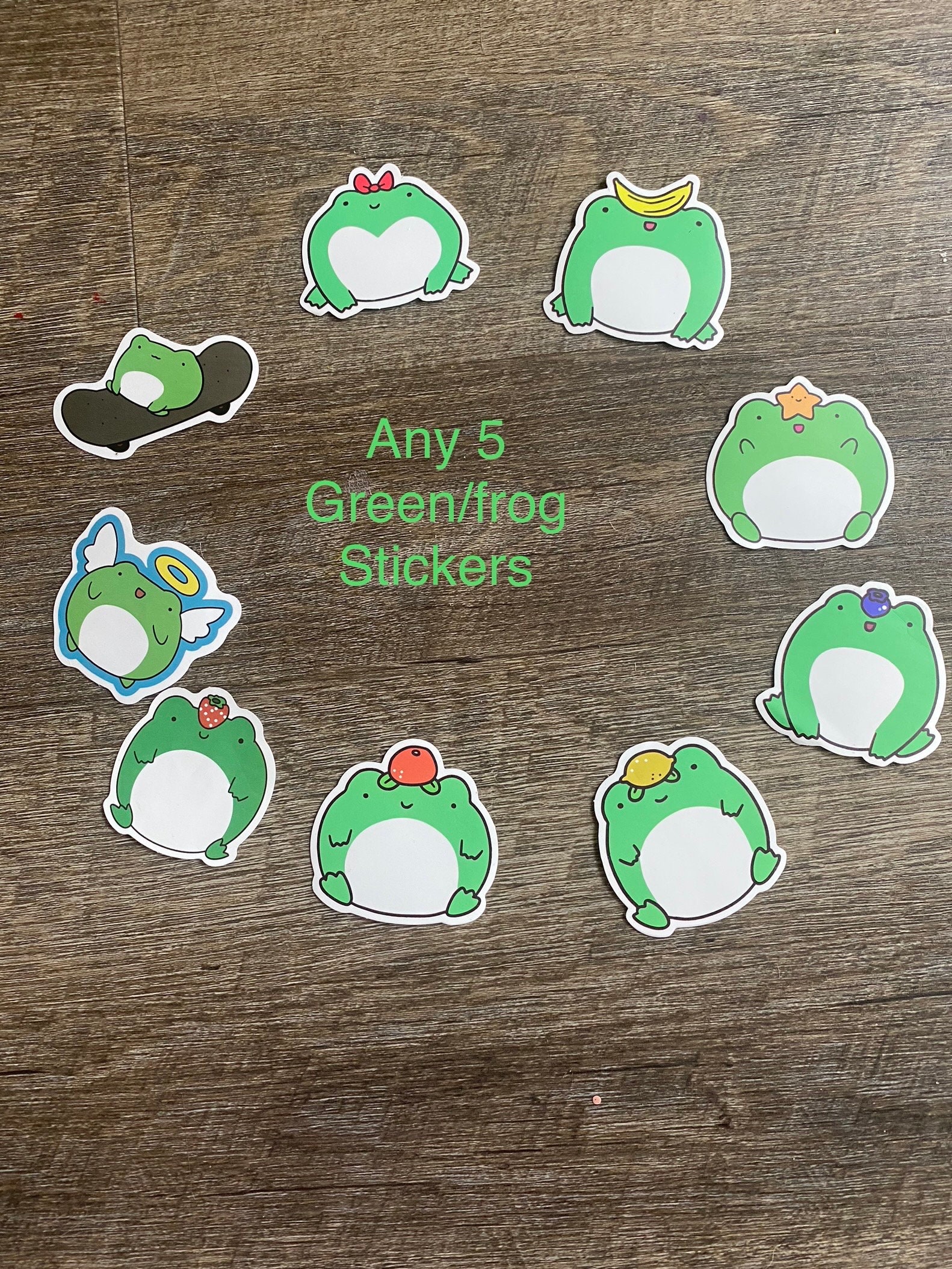 Green Pack. Any Green/frogs Sticker 5 Pack - Etsy
