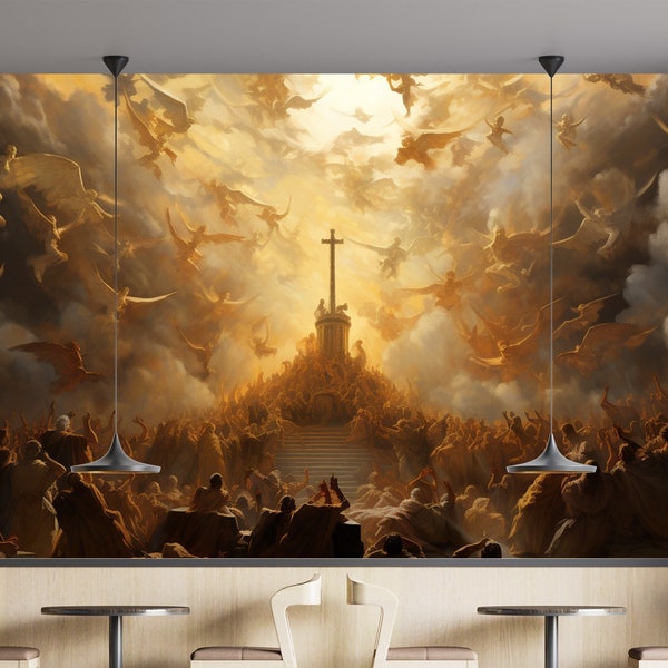 Rise of Angels Wallpaper, Renaissance Style Artistic Mural Decor, Peel ...