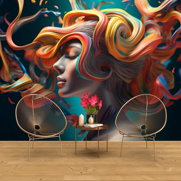 Beautiful Woman Salon Wallpaper, Orange Lips Woman Salon Wallpaper ...